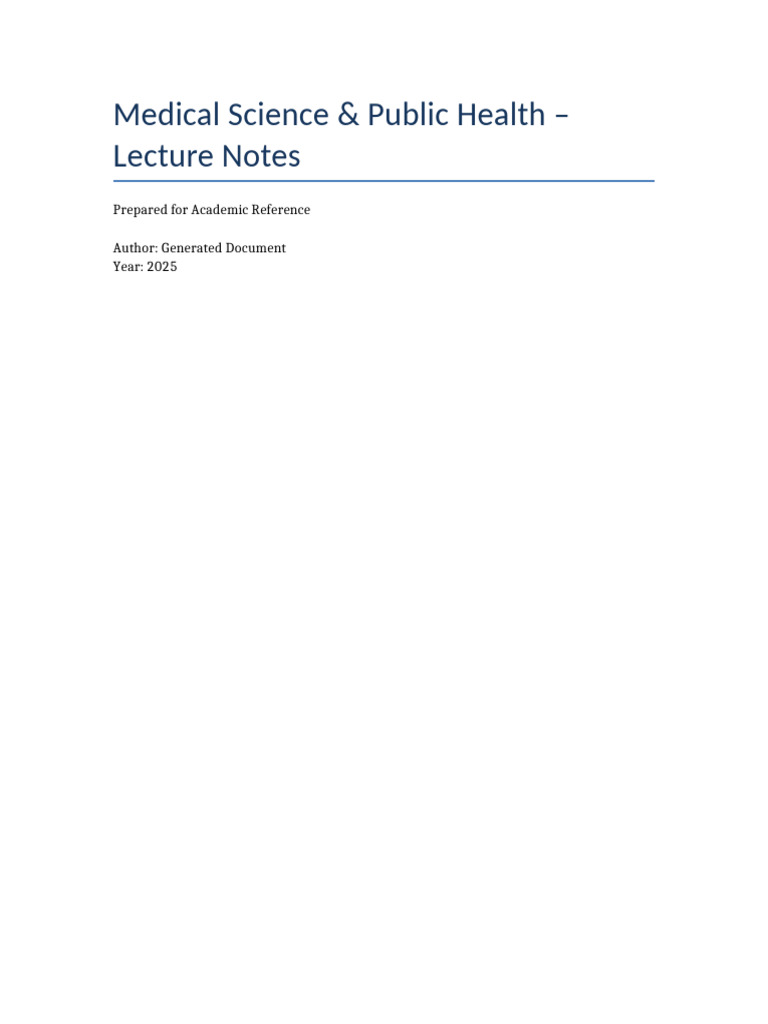 Medical Science Lecture Notes 2025 | PDF