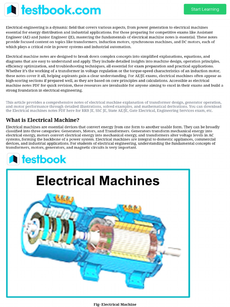 Electrical Machines Notes - Download Subject Notes & Free PDF For AE ...