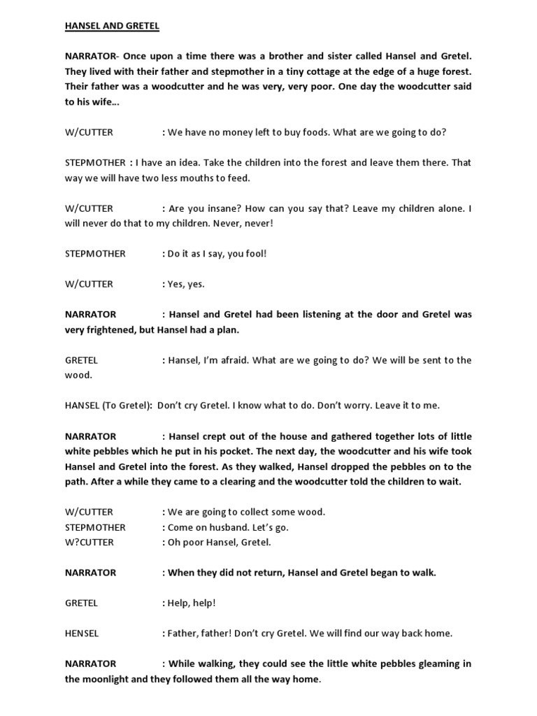 Hansel and Gretel - Script | PDF | Hansel And Gretel | Hansel And ...