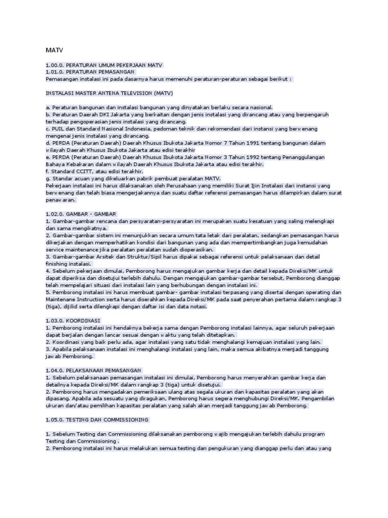 Panduan Instalasi Sistem MATV | PDF