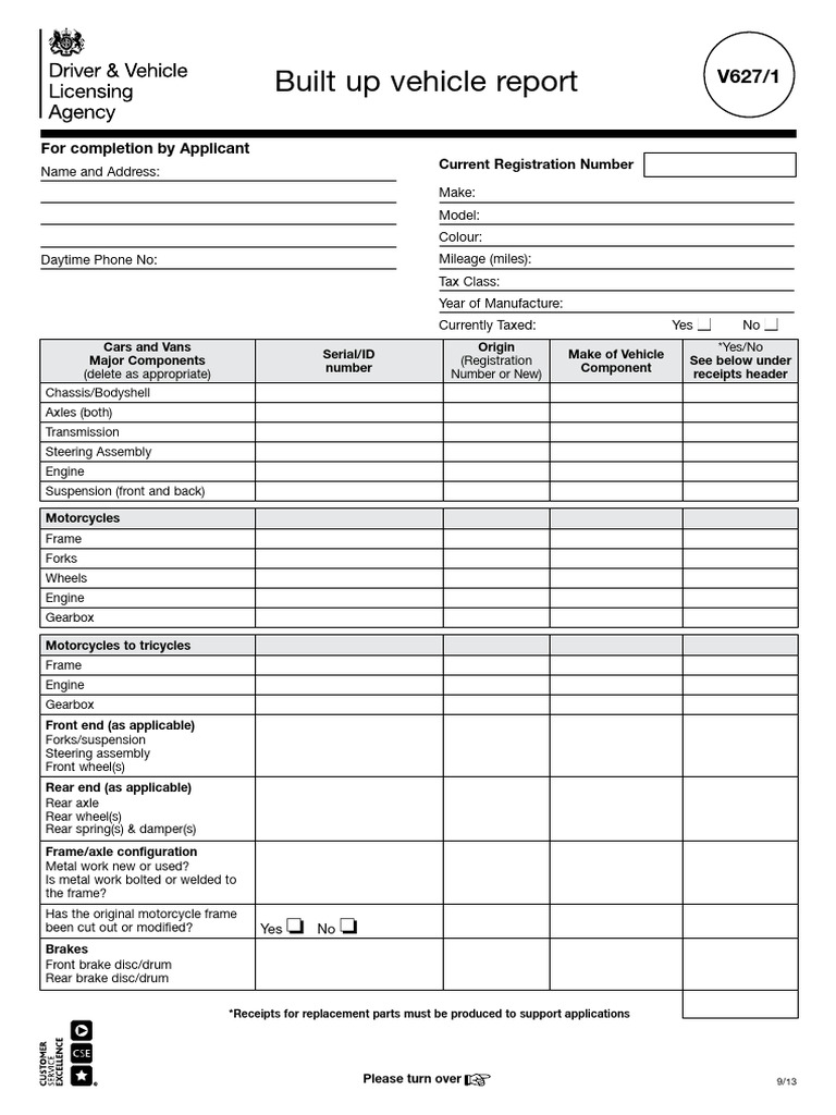 Vehicle Rebuild Report Form V627 | PDF | Axle | Wheeled Vehicles