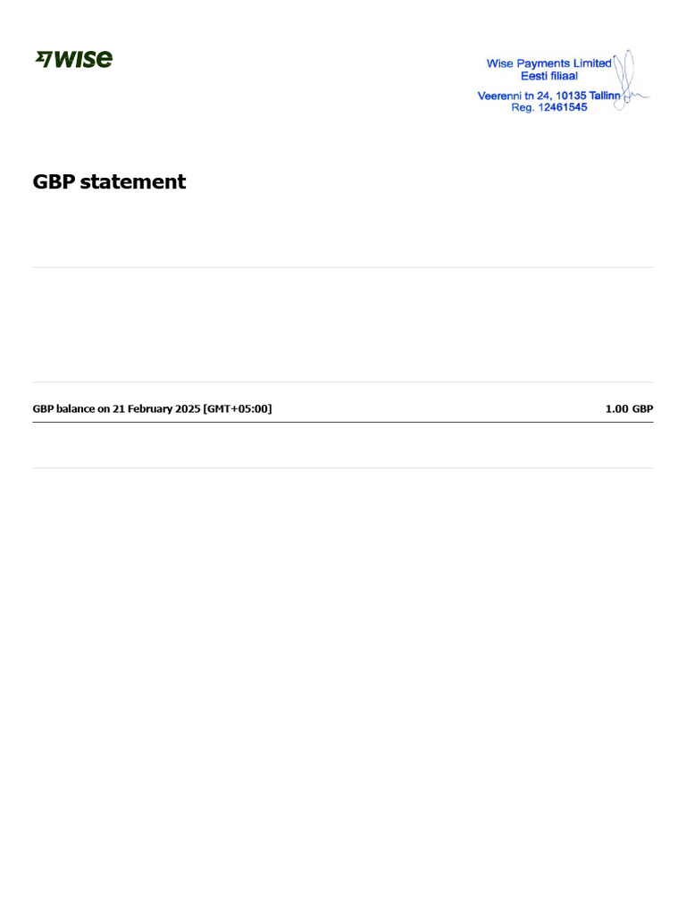 Wise Bank Statement: Jan-Feb 2025 | PDF
