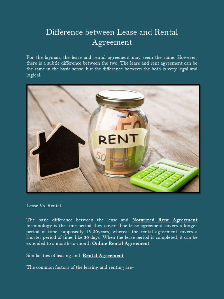 Lease vs. Rental Agreement Explained | PDF | Lease | Renting