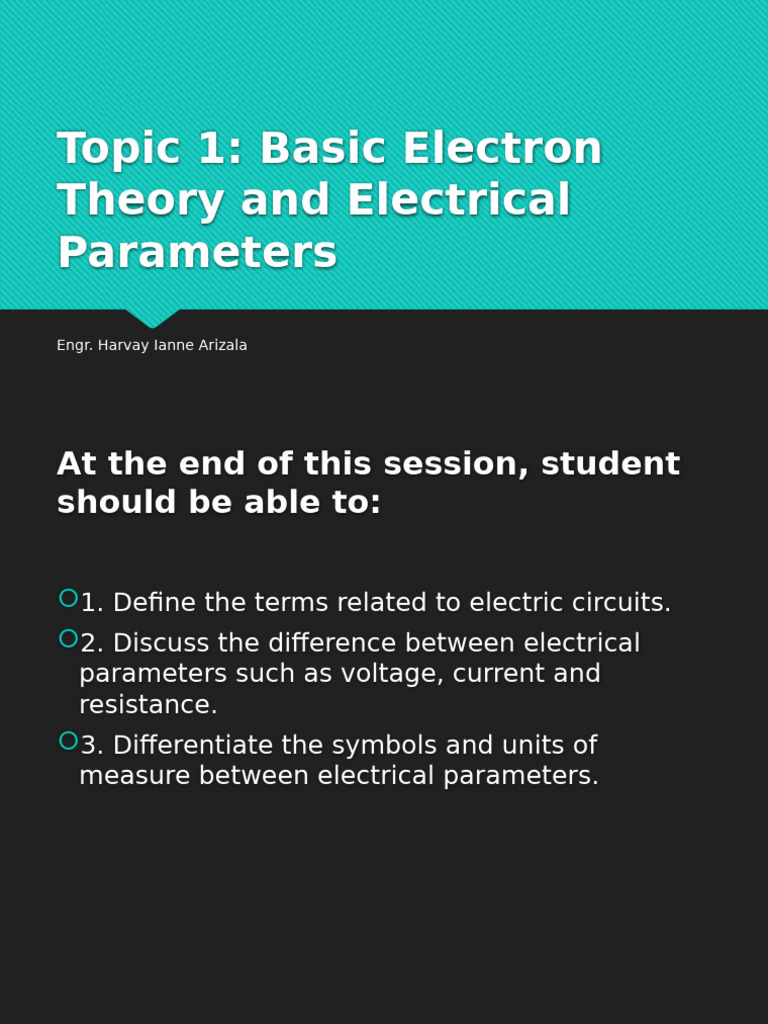 TOPIC 1 Basic Electron Theory | PDF