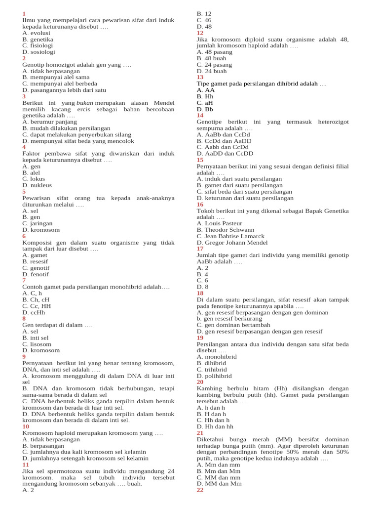 Latihan Pewarisan Sifat | PDF