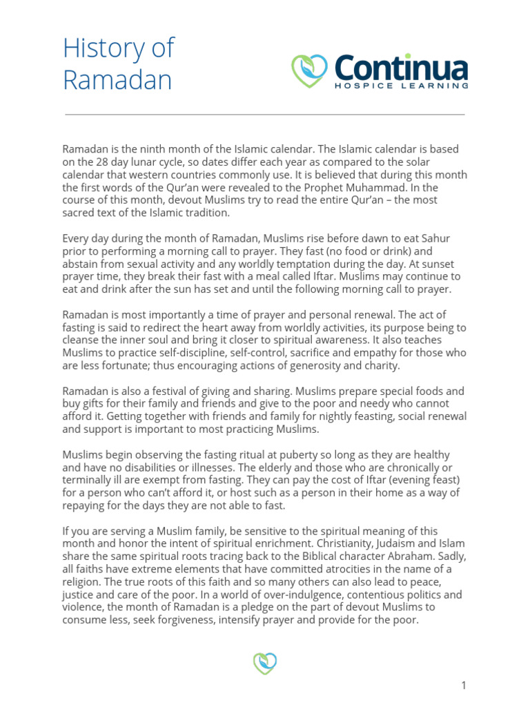A Quick Look at The History of Ramadan | PDF | Ramadan | Abrahamic ...