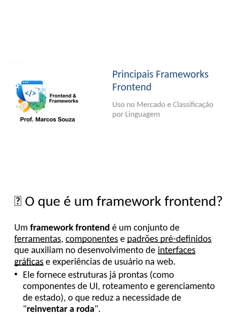 Frameworks Frontend: Tipos e Vantagens | PDF | Modelo de Documento por ...