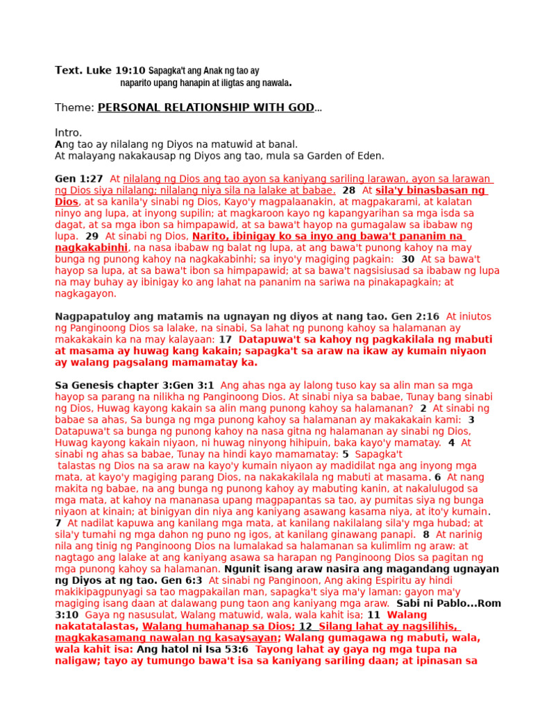 Our Personal Relationship With God | PDF