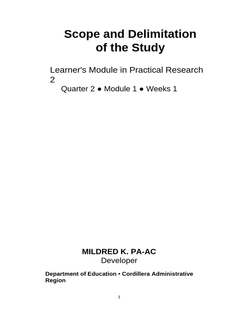 Understanding Scope and Delimitation in Research | PDF | Scope ...
