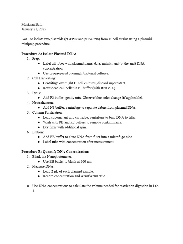 Biol 205 - Lab 2 Summary | PDF