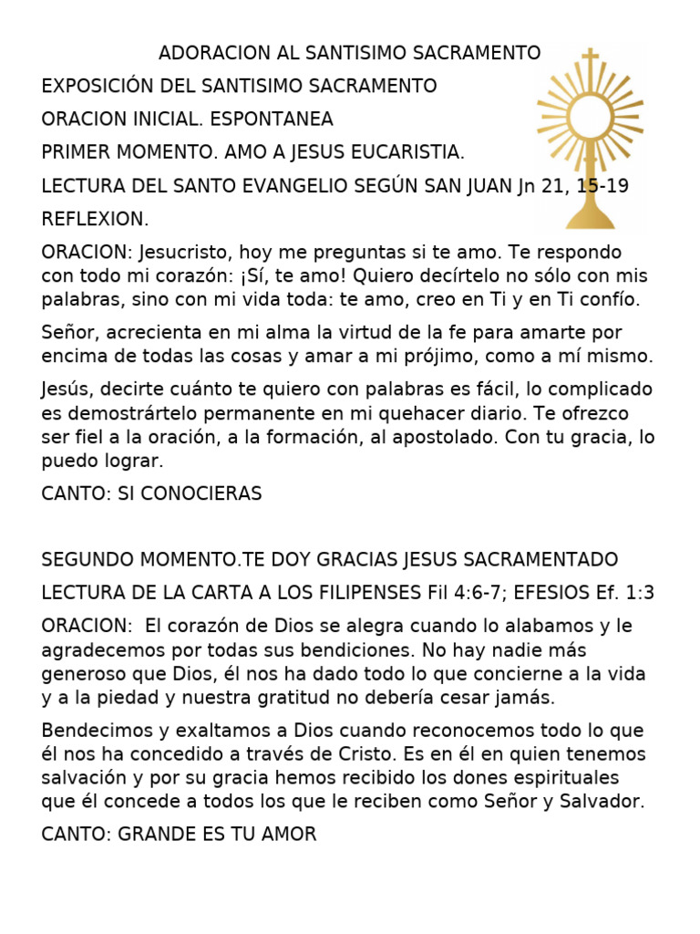 Esquema Hora Santa. 2025 Liturgia | PDF | eucaristía | Oración