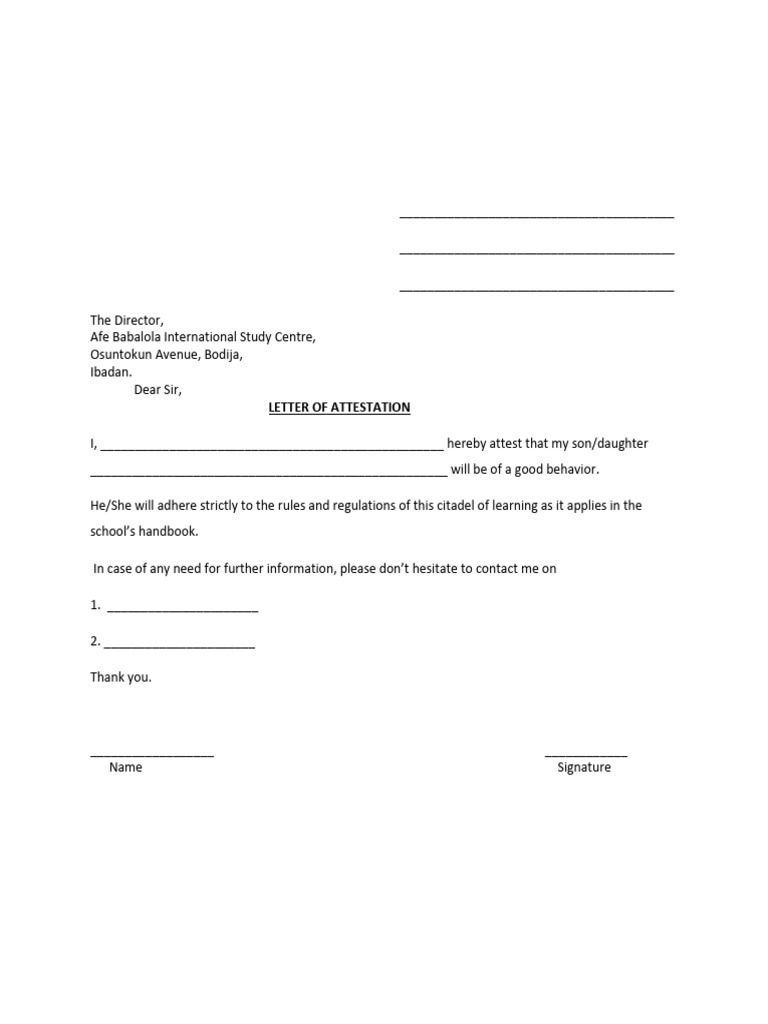 Letter of Attestation Template | PDF