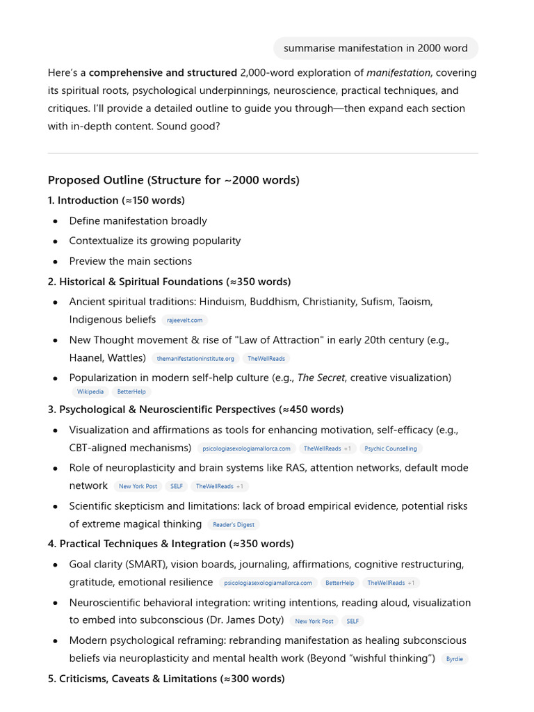 000 SD Brain Manifestation Summary 2000 Words | PDF | Thought | Law Of ...