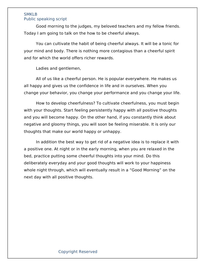 Public Speaking Script 3 | PDF