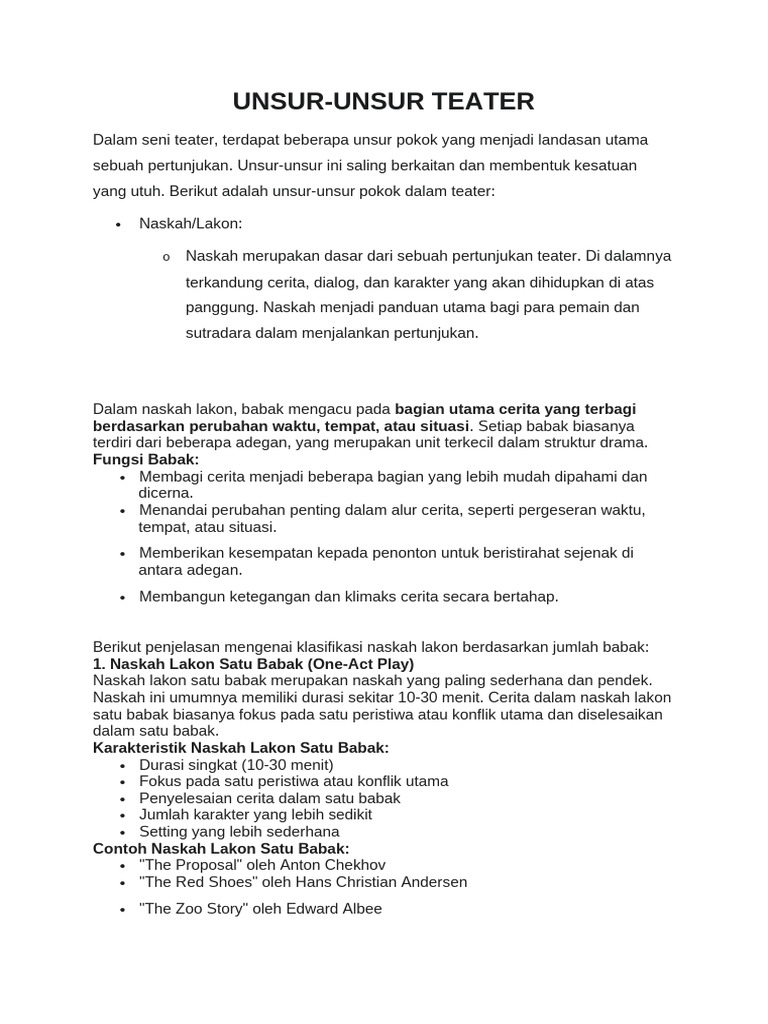 Unsur-Unsur Penting dalam Teater | PDF