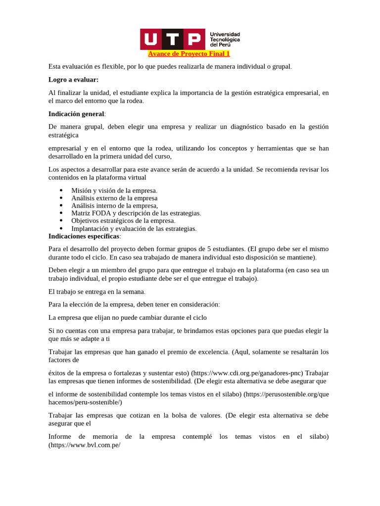 ?(AC-S05) Avance de Proyecto Final 1 - ADMINISTRACION Y ORGANIZACION DE EMPRESAS_ | PDF ...