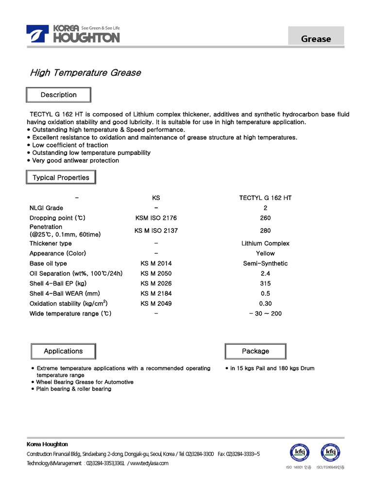 High-Temperature Lithium Grease TECTYL G 162 | PDF | Friction | Lubrication