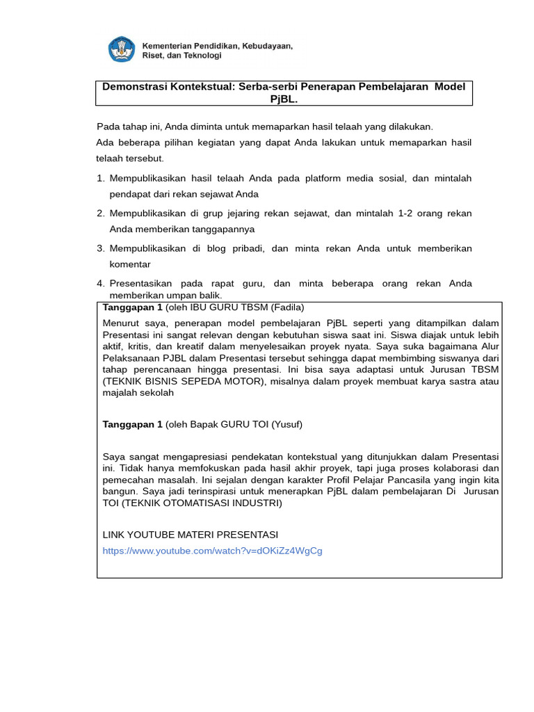 Penerapan Model PjBL dalam Pendidikan | PDF