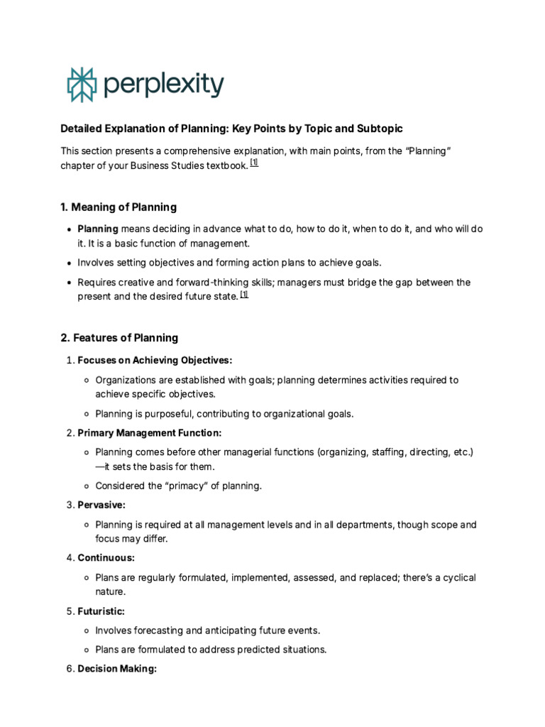 Key Points on Business Planning | PDF | Planning | Policy