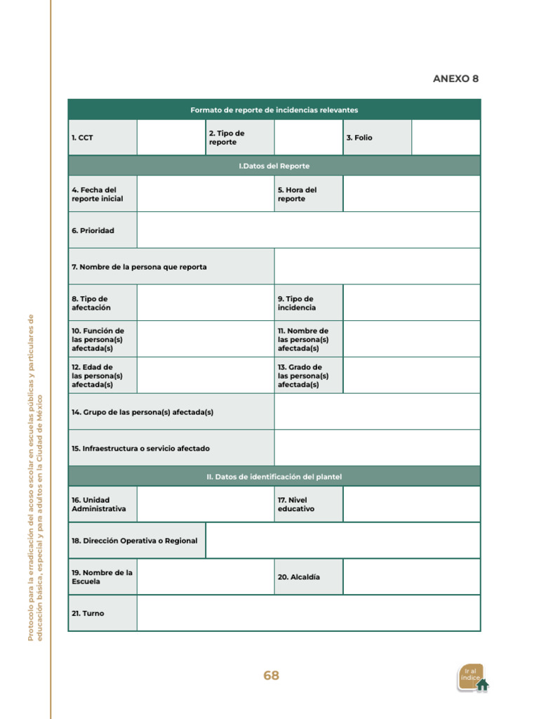 Formato de Reporte de Incidencias Escolar | PDF