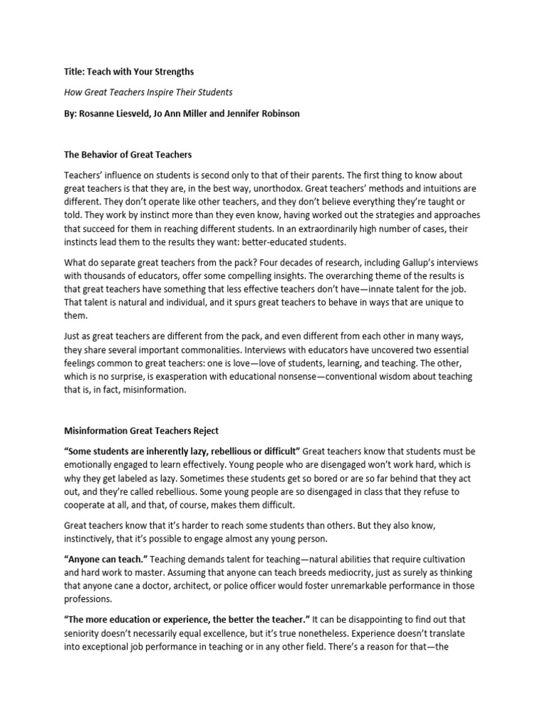 Teach With Your Strengths | PDF | Knowledge | Teachers