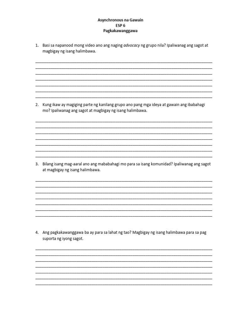Asynchronous Na Gawain 6 Pagkakawanggawa | PDF