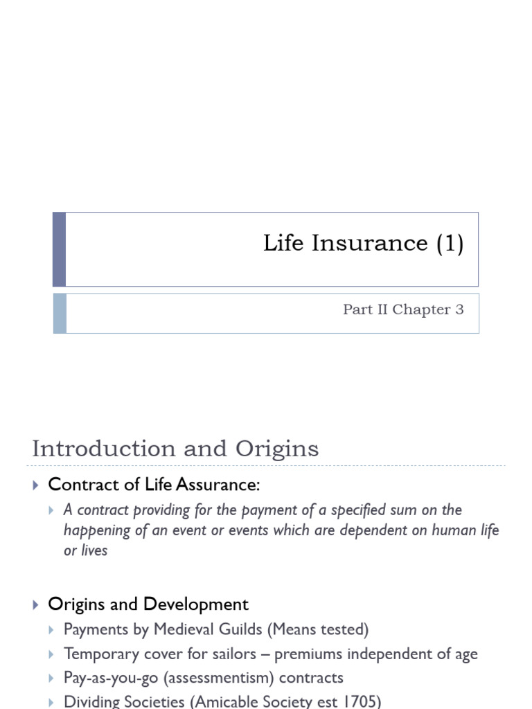 BWIA121 Chapter 3 - Life Insurance 1 | PDF | Life Insurance | Insurance