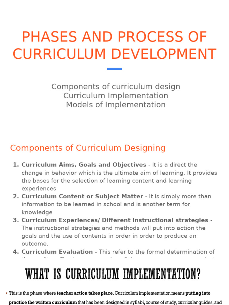 Phases and Process of Curriculum Development 7 | PDF