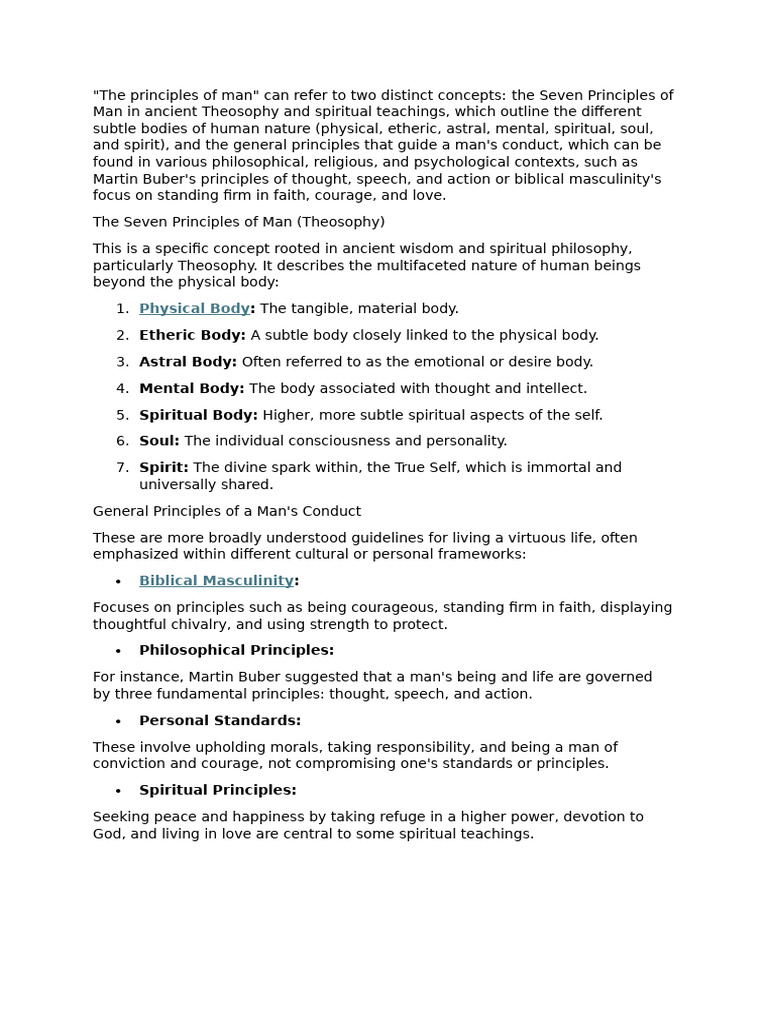 The Principles of Man | PDF