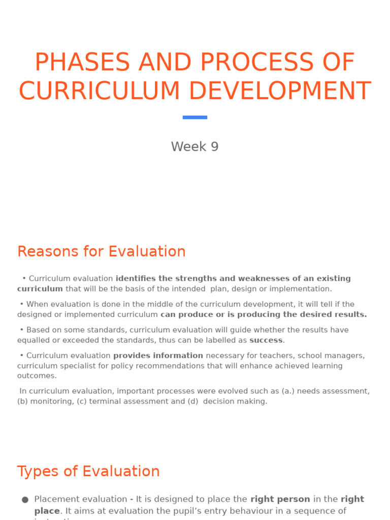Curriculum Development Evaluation Phases | PDF | Evaluation ...
