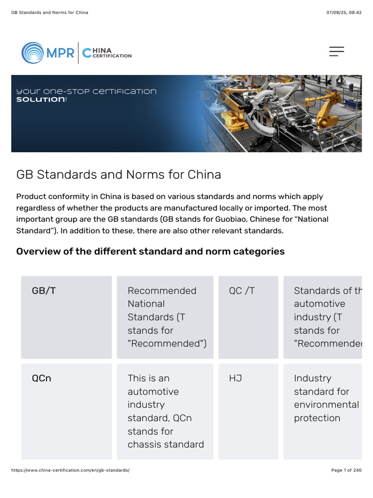 GB Standards for Product Compliance in China | PDF | Wheeled Vehicles ...