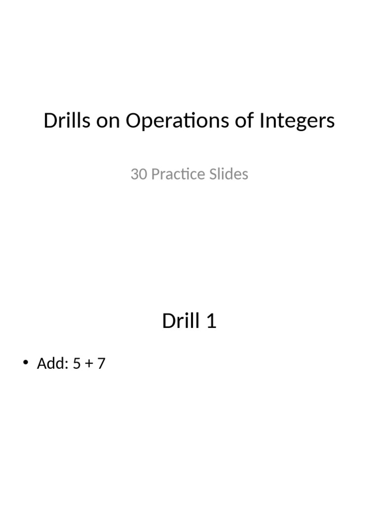 Integer Operations Practice Drills | PDF