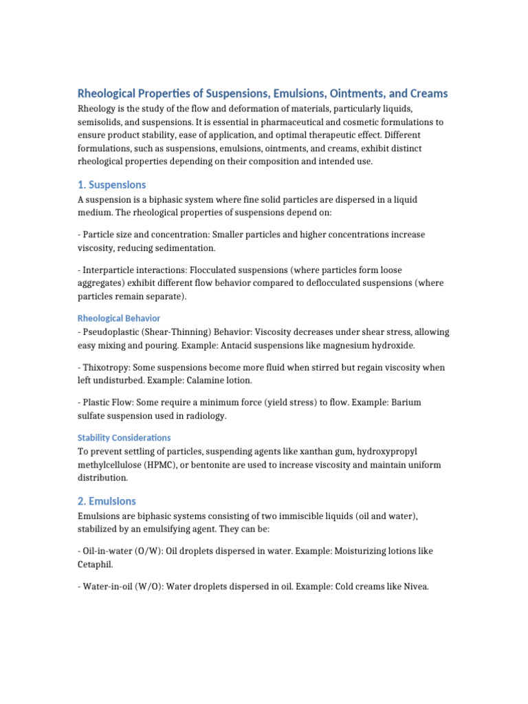 Rheological Properties Detailed | PDF | Topical Medication | Suspension ...