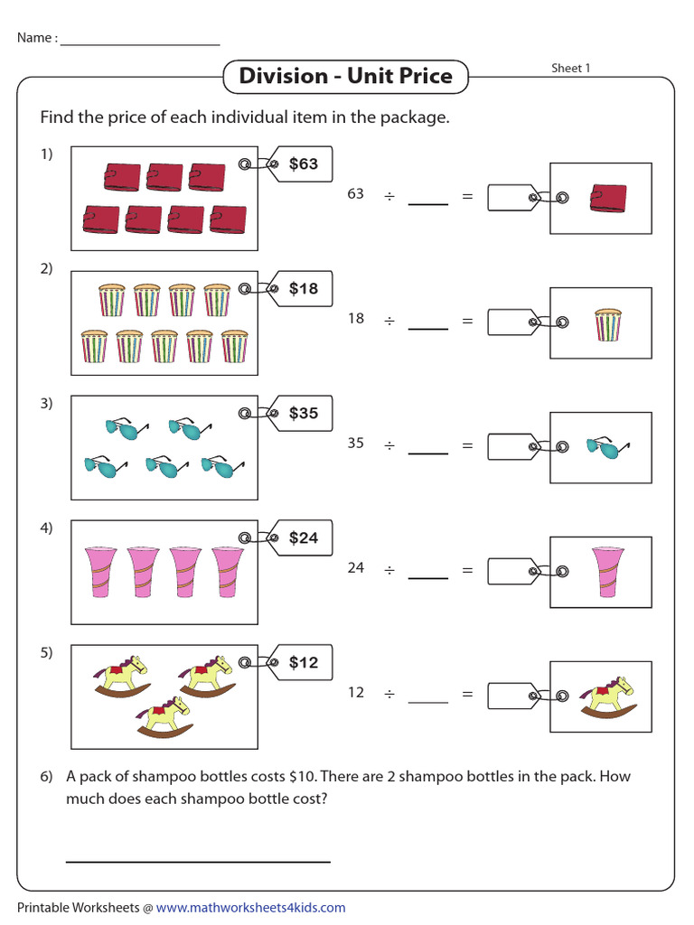 Worksheets 3rd Grade Multiplication Division Division Unit Price All ...