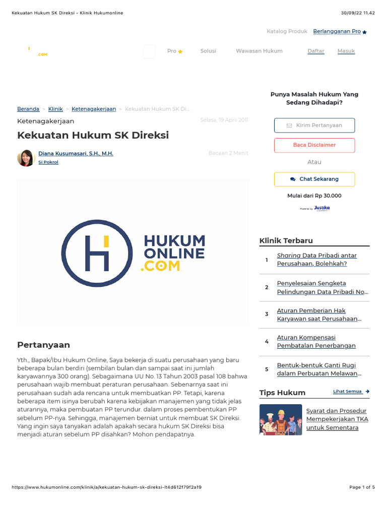 Kekuatan Hukum SK Direksi Sebelum PP | PDF