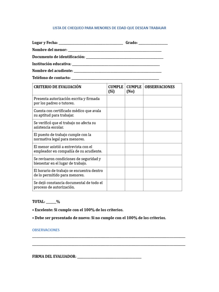 Lista de Chequeo | PDF