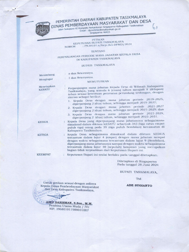 SK Perangkat Desa 2025 | PDF