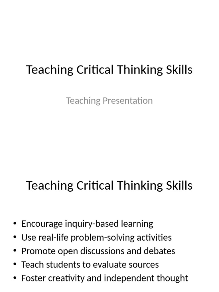 Teaching Critical Thinking Skills | PDF