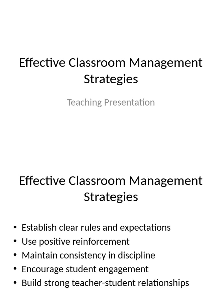 Classroom Management Strategies for Teachers | PDF