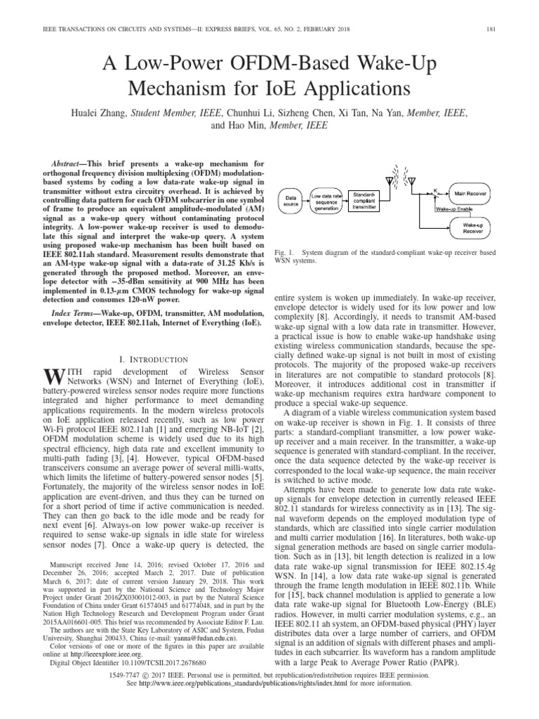 A Low-Power OFDM-Based Wake-Up Mechanism For IoE Applications | PDF ...