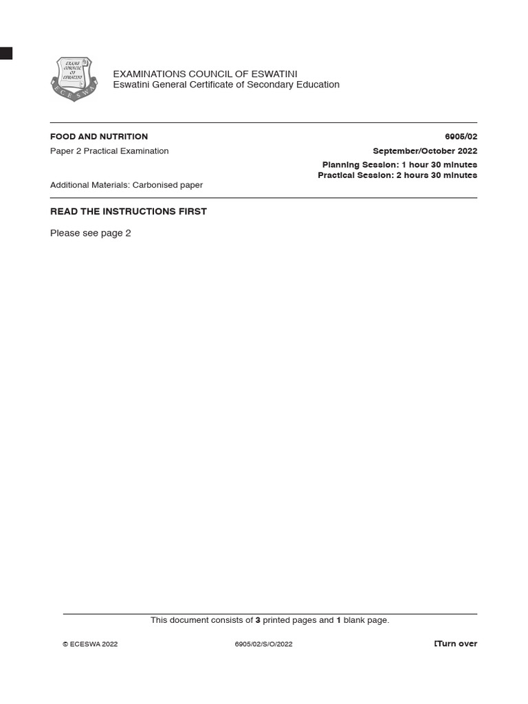 EGCSE Food and Nutrition Paper 2 Guide | PDF | Scone | Cuisine