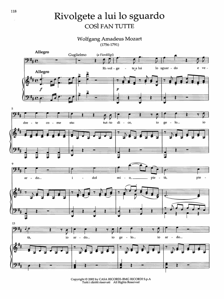 Mozart - Rivolgete A Lui Lo Sguardo | PDF