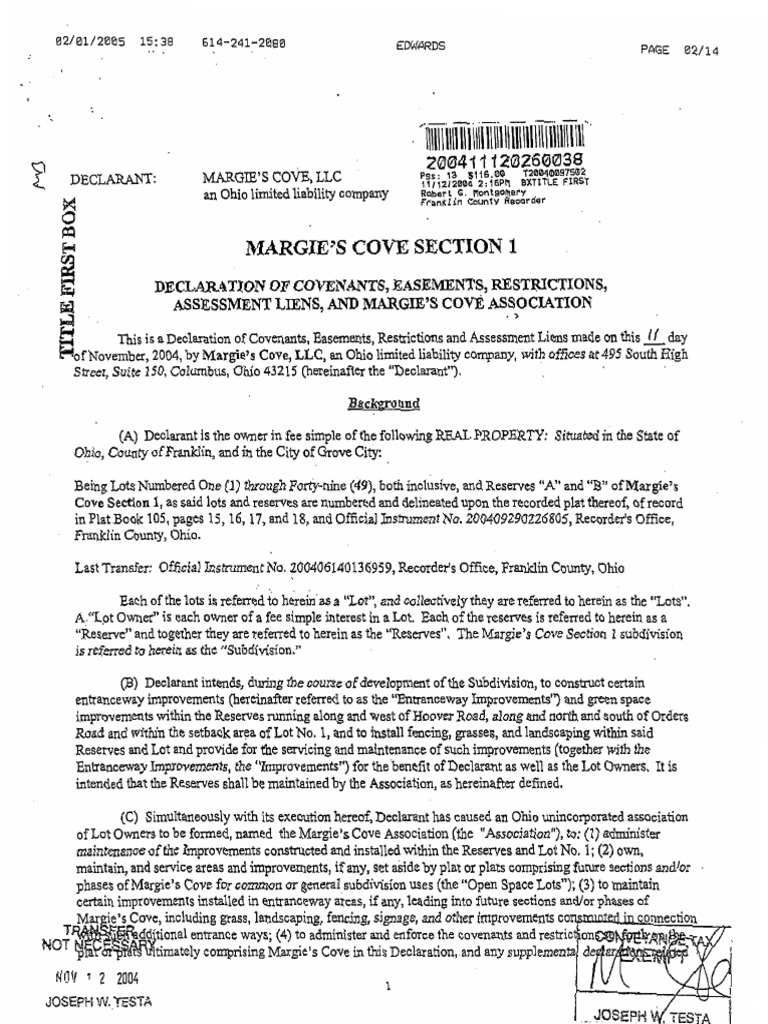 Margie's Cove Restrictions | PDF