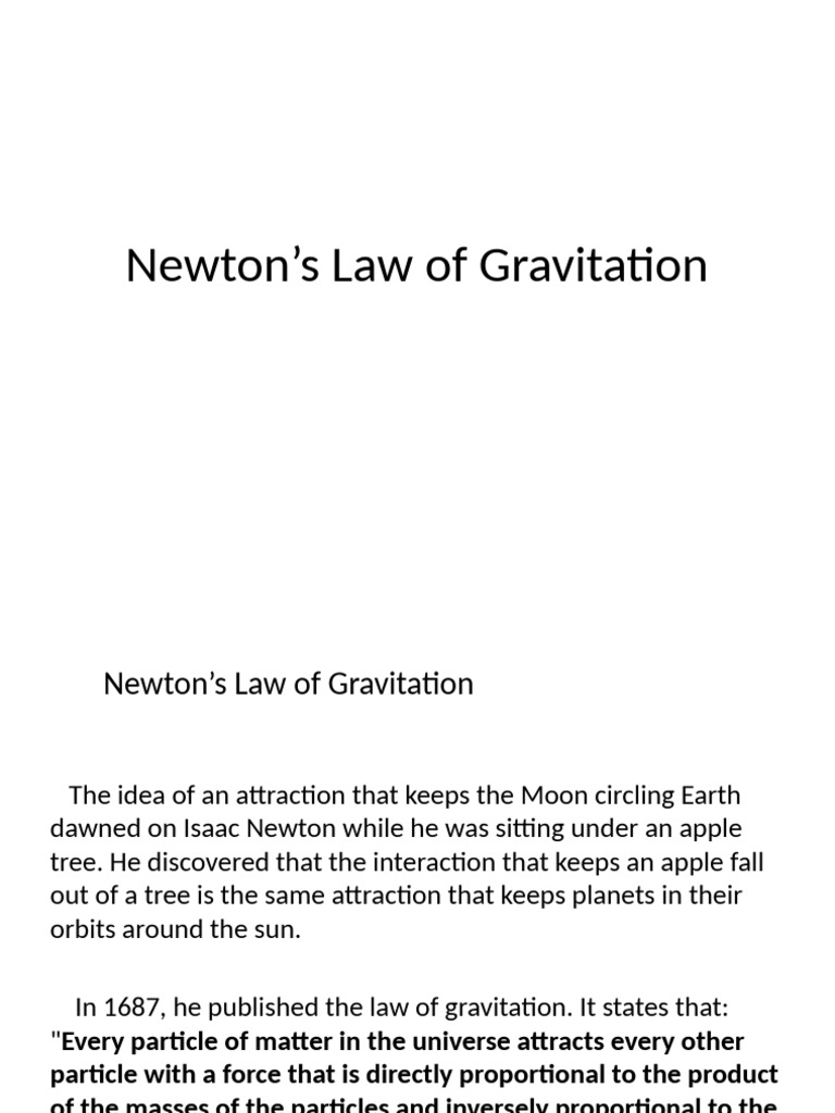 Newtons Law of Gravitation | PDF | Newton's Law Of Universal ...