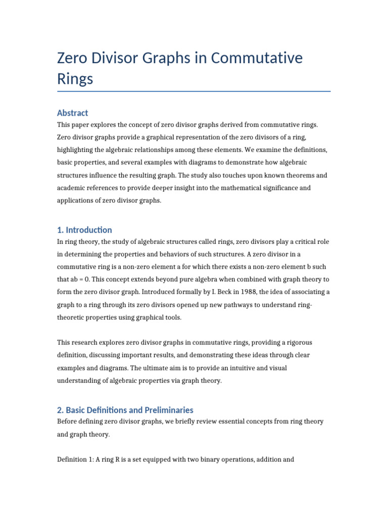 Zero Divisor Graphs Part1 | PDF