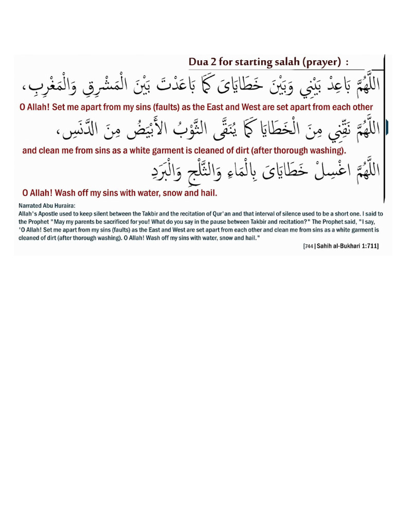 Dua For Starting Prayer | PDF