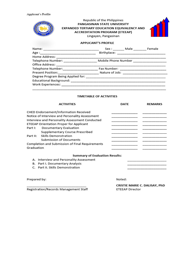ETEEAP Form No. 1 Applicants Profile | PDF