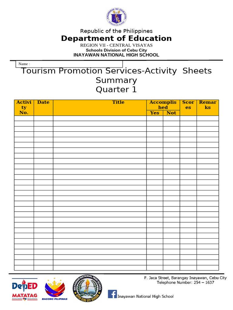 HSKP Summary List - Quarter 1 | PDF