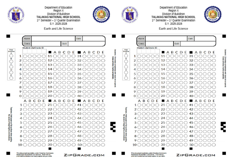 Zipgrade 50 Items 2nd Quarter Ucsp 2024-2025 | PDF