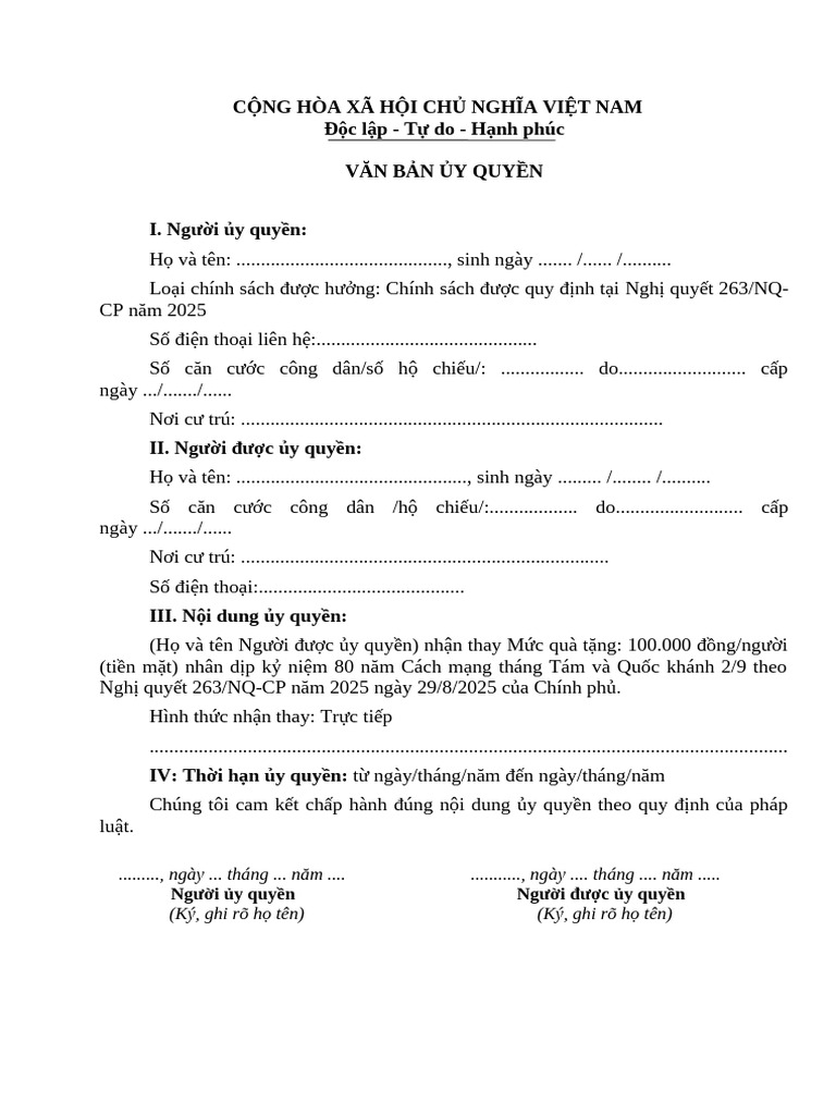 Mau Giay Uy Quyen Nhan 100000 Dong Dip Quoc Khanh 2 9 New | PDF